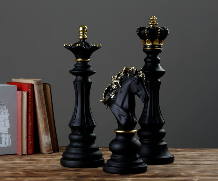 Decorative Chess Queen Sculpture | Large Black & Gold | Decorative ...