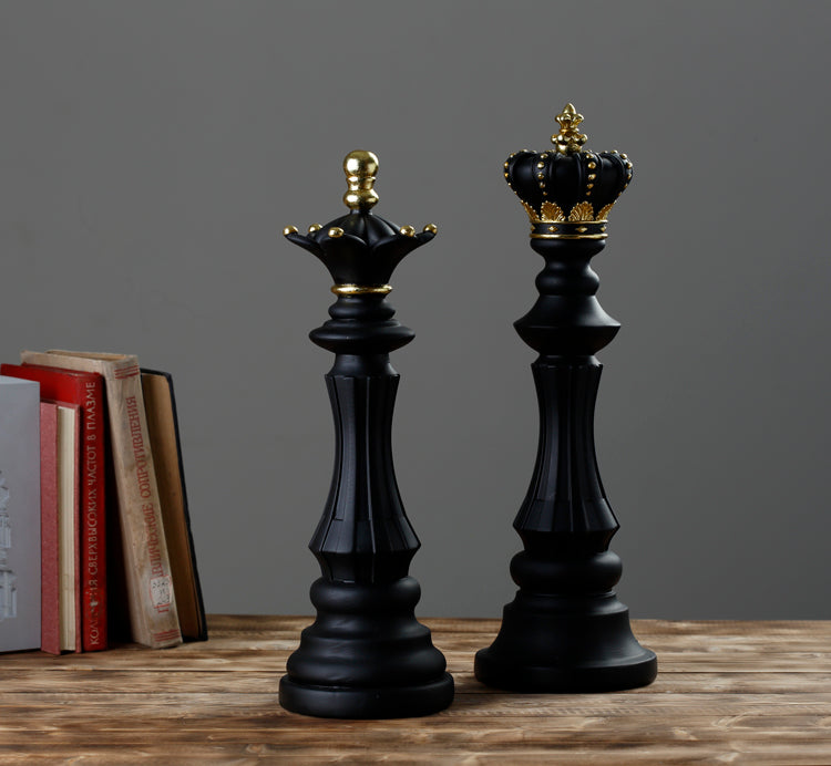 Decorative Chess Queen Sculpture | Large Black & Gold | Decorative ...