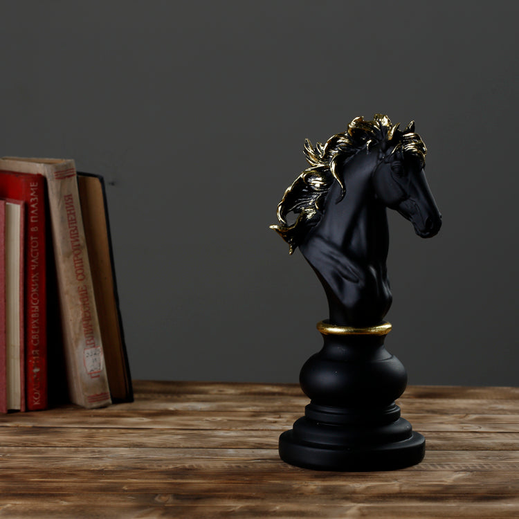 Decorative Chess Knight Sculpture | Large Black & Gold | Decorative ...